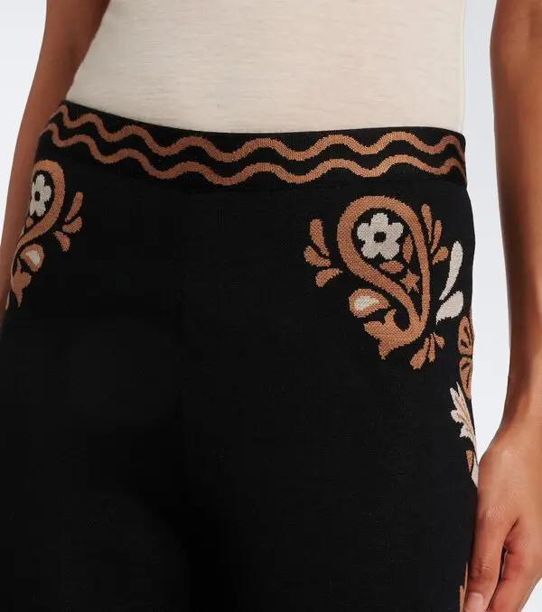 Alanui Wide Leg Pants In Wool And Silk Blend