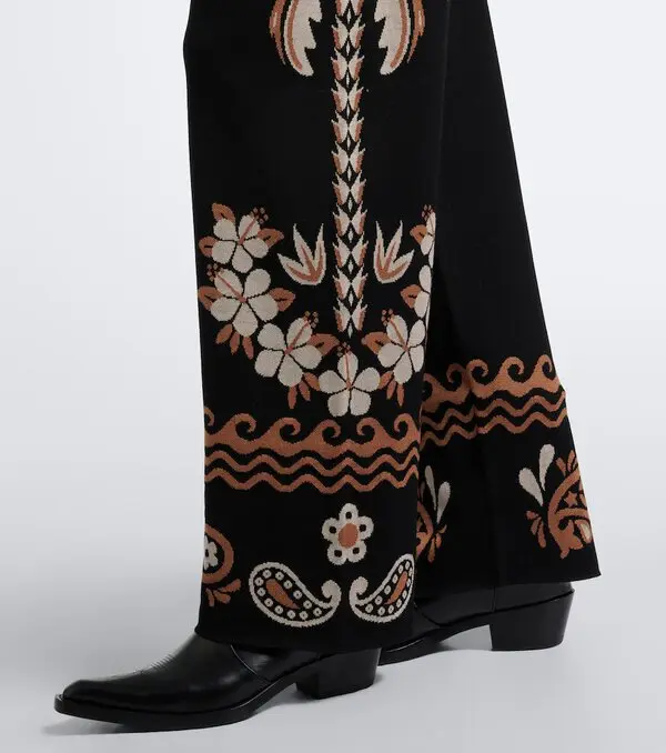 Alanui Wide Leg Pants In Wool And Silk Blend