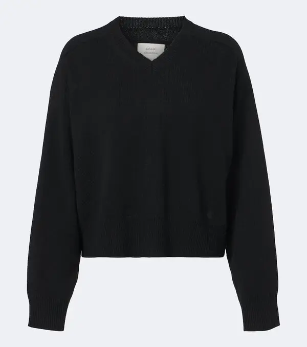 Loulou De Saison Cropped Cashmere V-neck Sweater