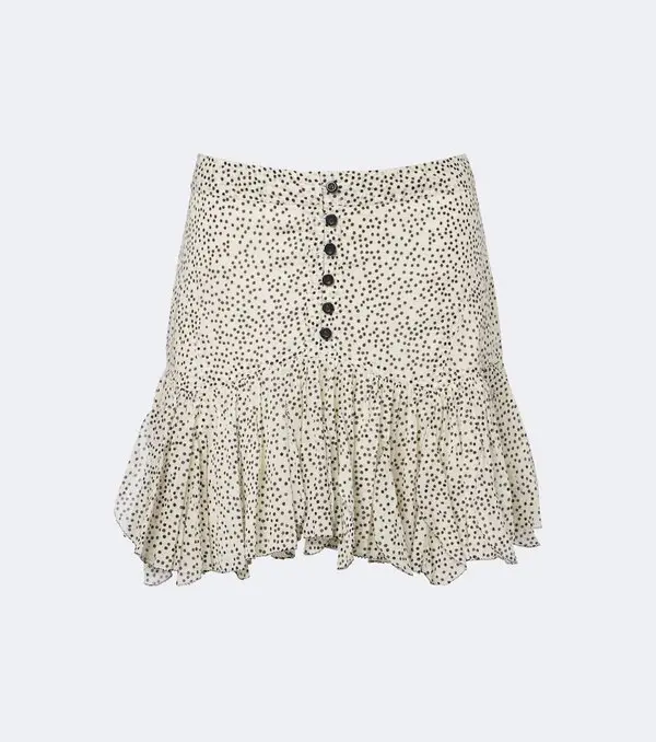 MARANT ETOILE Daneen Polka Dot Cotton Voile Miniskirt - White