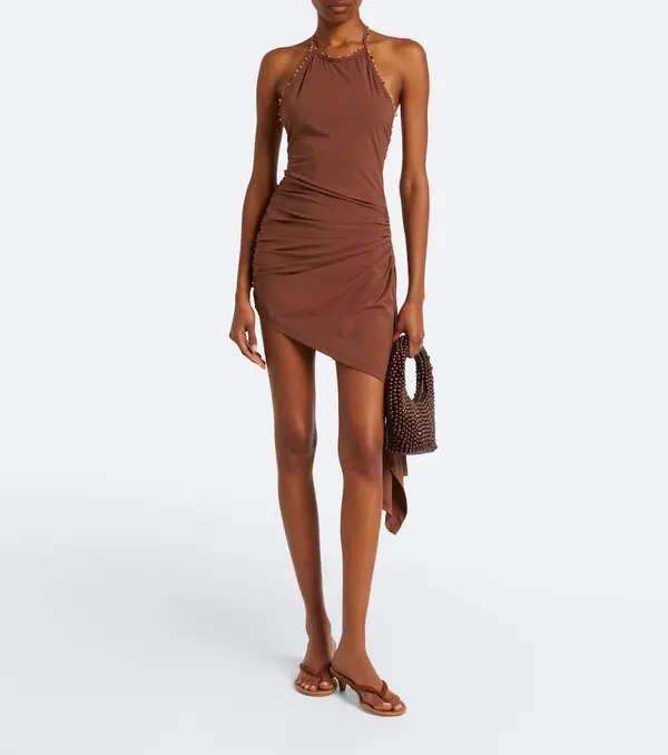 Christopher Esber Embellished Halterneck Jersey Minidress