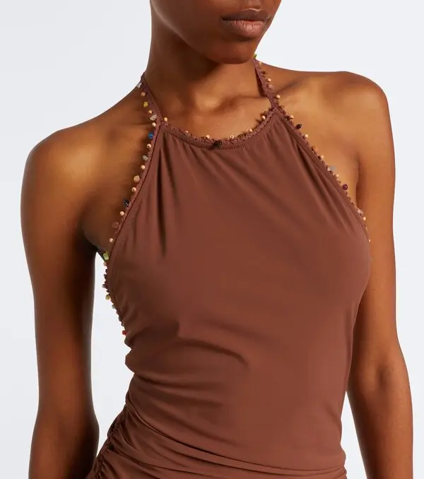 Christopher Esber Embellished Halterneck Jersey Minidress