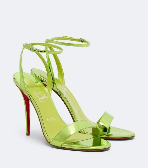 CHRISTIAN LOUBOUTIN Miss Z Mirrored Leather Sandals - Green