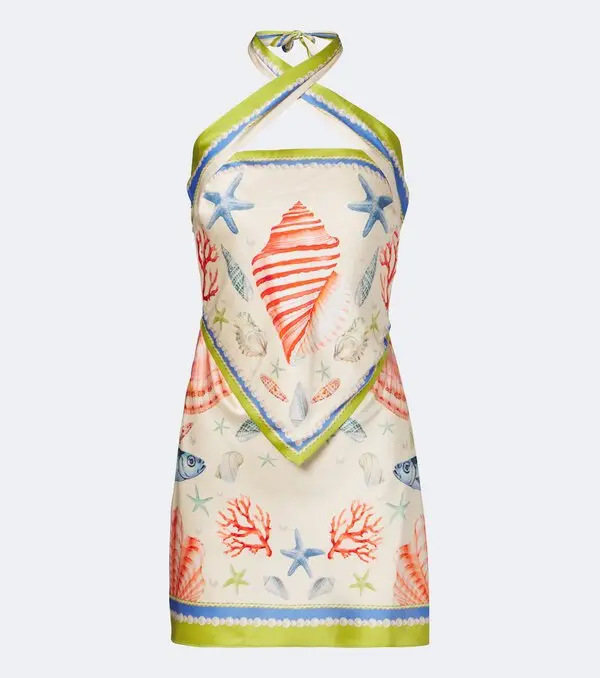 Retrofete Printed Silk-blend Halterneck Dress - Multicoloured