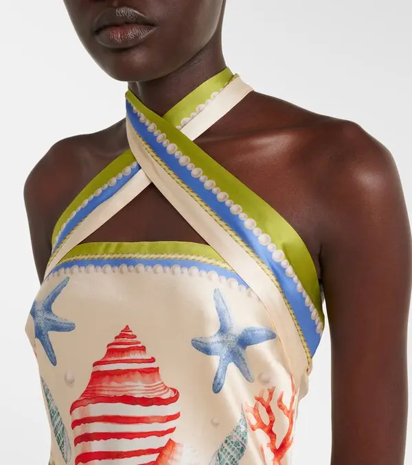 Retrofete Printed Silk-blend Halterneck Mini Dress - Multicoloured