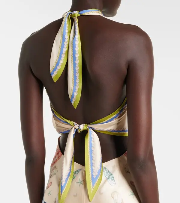 Retrofete Printed Silk-blend Halterneck Mini Dress - Multicoloured