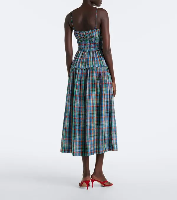 DÔEN Brielle Plaid Cotton Midi Dress