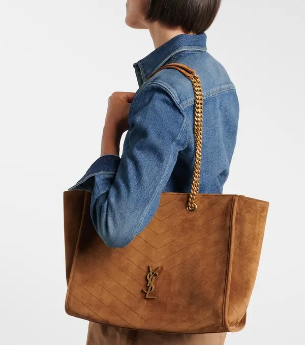 Saint Laurent Niki Large Suede Tote Bag - Brown