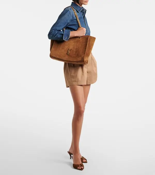 Saint Laurent Niki Large Suede Tote Bag - Brown