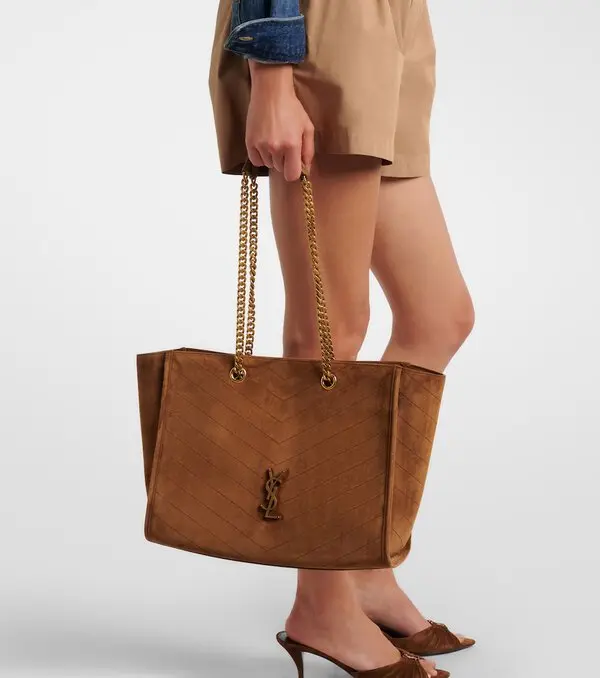 Saint Laurent Niki Large Suede Tote Bag - Brown