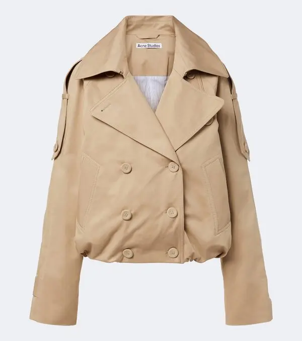 Acne Studios Cropped Cotton Twill Trench Coat - Beige