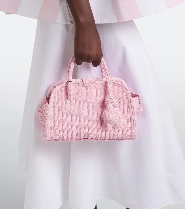 Jacquemus Small Raffia-effect Bowling Bag - Pink