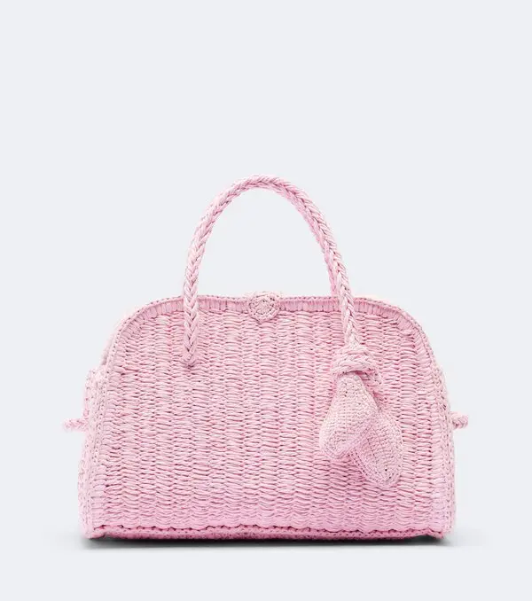 Jacquemus Turismo Raffia-effect Bowling Bag - Pink