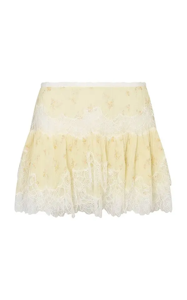 LoveShackFancy Pleated Silk Blend Skirt