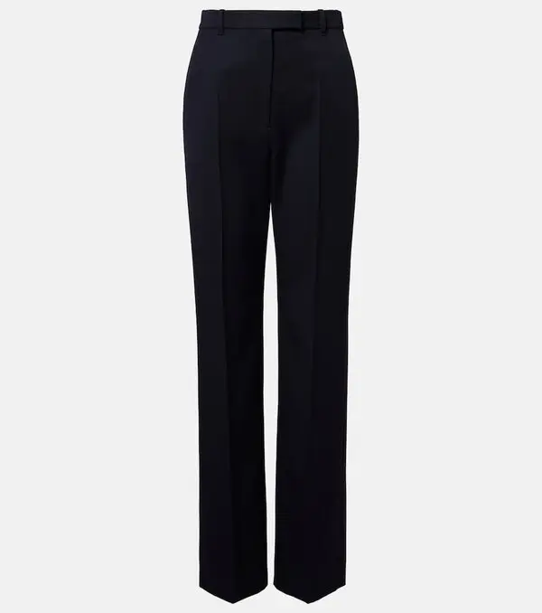 Alexander McQueen Straight Leg Wool Trousers - Black