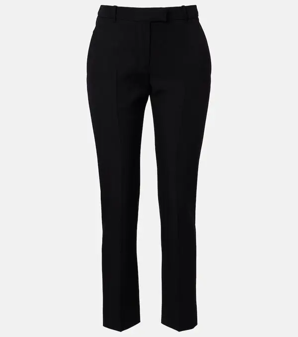 Alexander McQueen Straight Leg Wool Trousers - Black