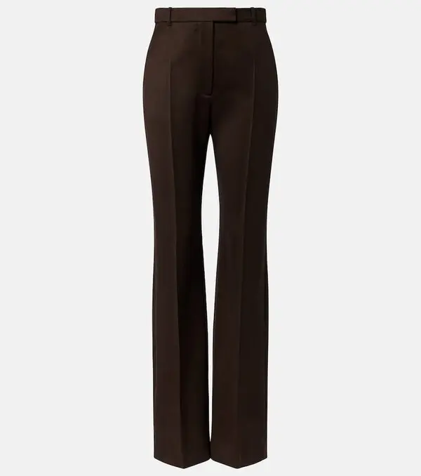 Alexander McQueen Straight Leg Wool Trousers - Brown