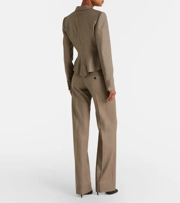 Alexander McQueen Straight Leg Wool Trousers - Grey