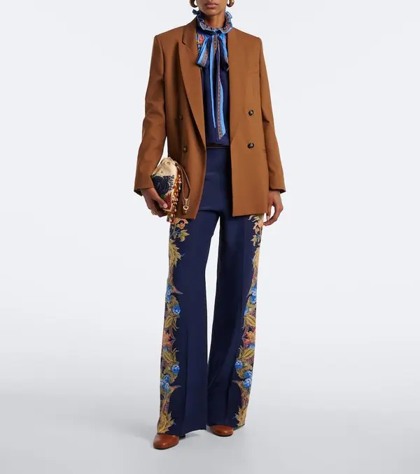 Etro Floral Tie-neck Silk Habotai Blouse