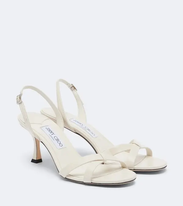 JIMMY CHOO Elsy Leather Slingback Sandals In Latte - White