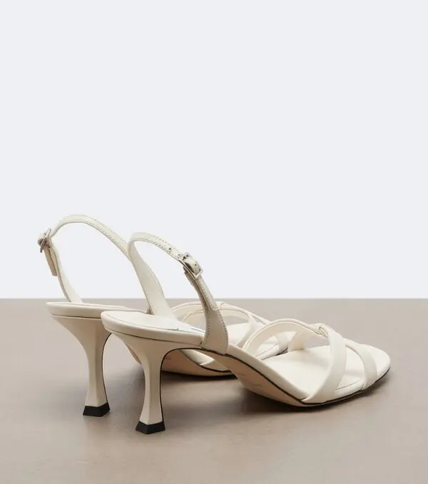 JIMMY CHOO Elsy Leather Slingback Sandals In Latte - White