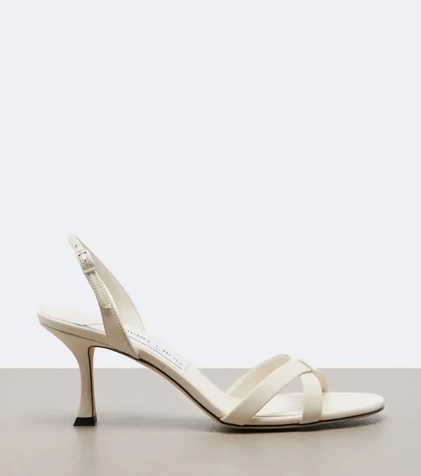 JIMMY CHOO Elsy Leather Slingback Sandals In Latte - White