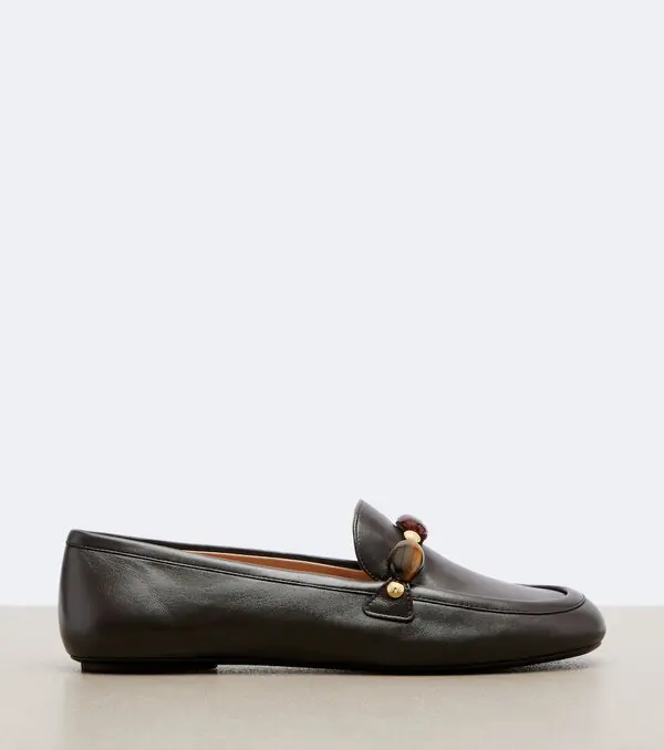 GIANVITO ROSSI Embellished Leather Loafers - Brown