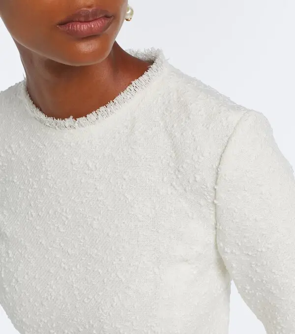 Oscar De La Renta Belted Fringed Bouclé Midi Dress