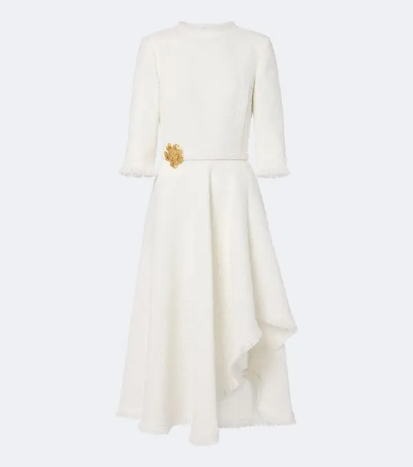 Oscar De La Renta Bouclé Midi Dress - White