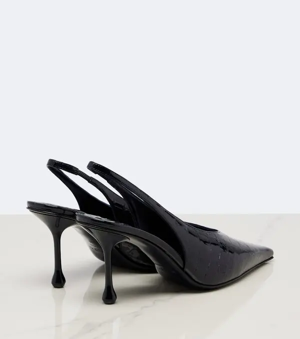 JIMMY CHOO Isa Croc-effect Leather Slingback Pumps