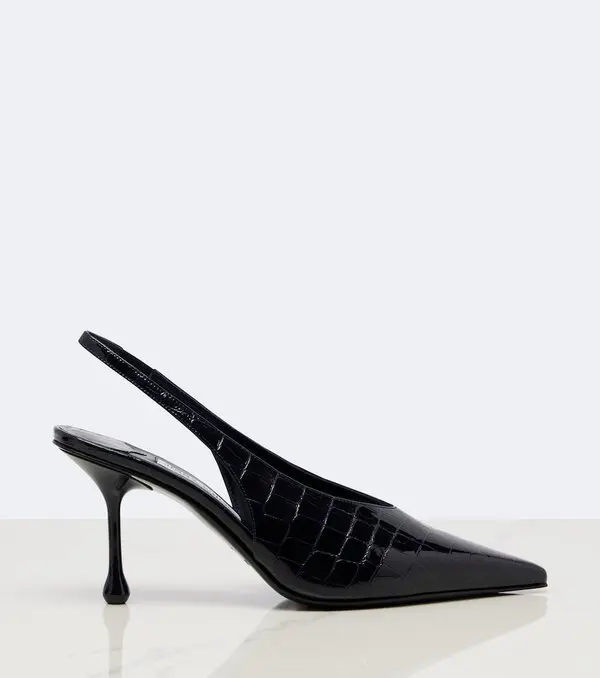 JIMMY CHOO Isa Croc-effect Leather Slingback Pumps