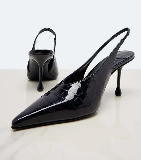 JIMMY CHOO Isa Croc-effect Leather Slingback Pumps