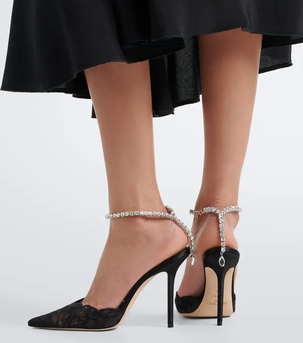 JIMMY CHOO Saeda Embellished Lace Pumps
