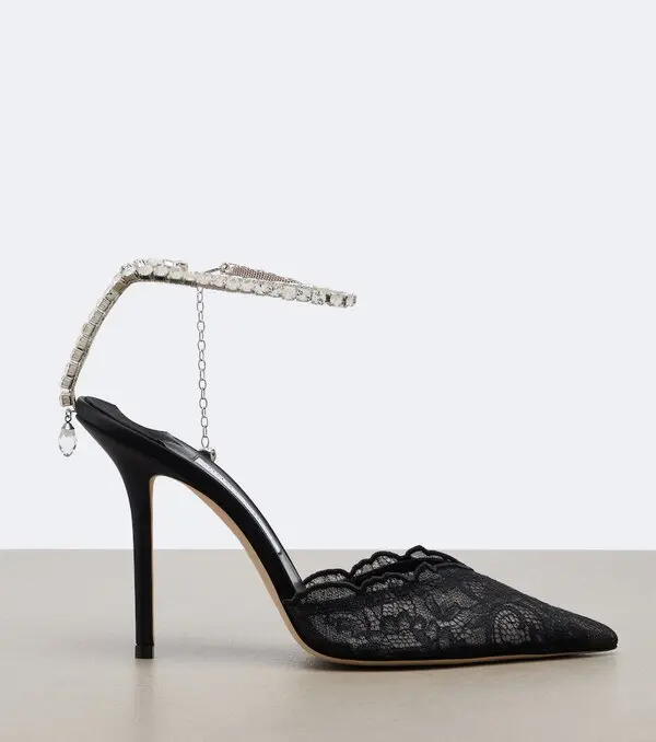 JIMMY CHOO Saeda Embellished Lace Pumps