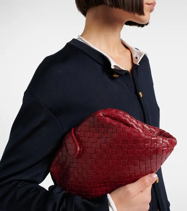 Bottega Veneta Lauren 1980 Small Leather Clutch - Burgundy