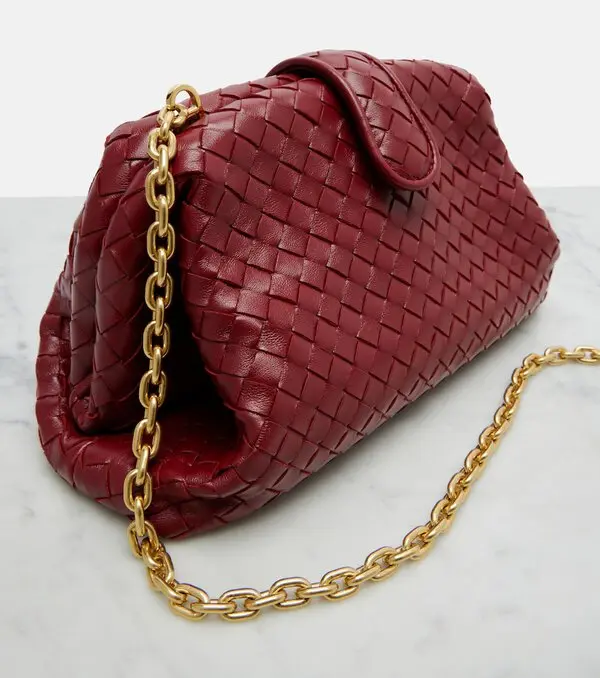 Bottega Veneta Lauren 1980 Small Leather Clutch - Burgundy