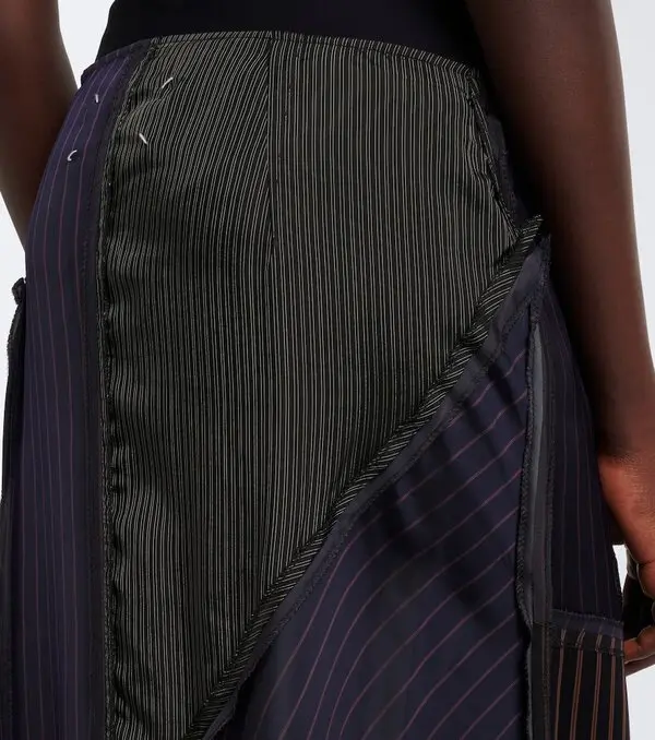 MAISON MARGIELA Patchwork Striped Maxi Skirt - Blue