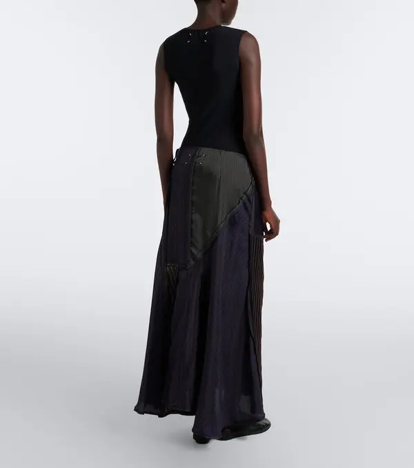 MAISON MARGIELA Patchwork Striped Maxi Skirt - Blue
