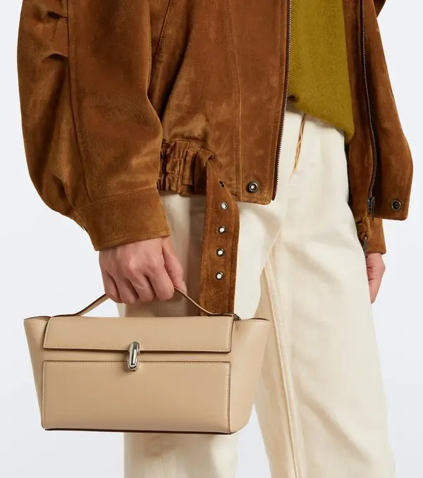 Savette Symmetry Trapeze Small Leather Top-handle Bag - Beige