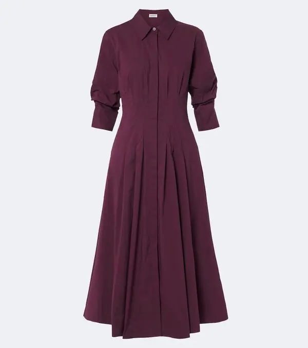 Simkhai Jazz Pleated Cotton Poplin Shirt Dress - Burgundy