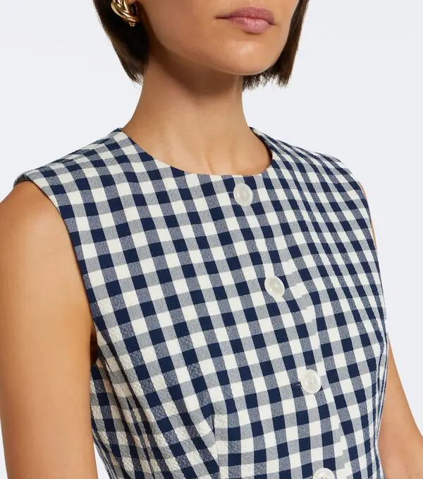 Veronica Beard Lois Gingham Cotton Vest - Blue