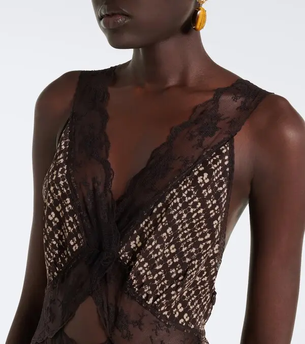 SIR. Astrid Lace-trimmed Printed Gown