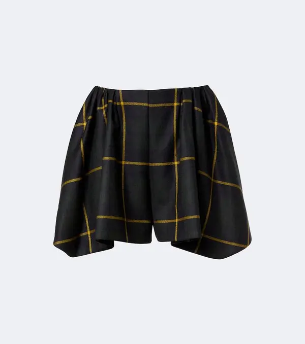 PATOU Checked Virgin Wool Shorts