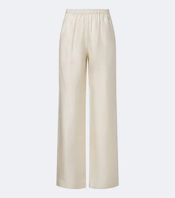 Loulou De Saison Alera Silk Twill Wide-leg Pants - Beige