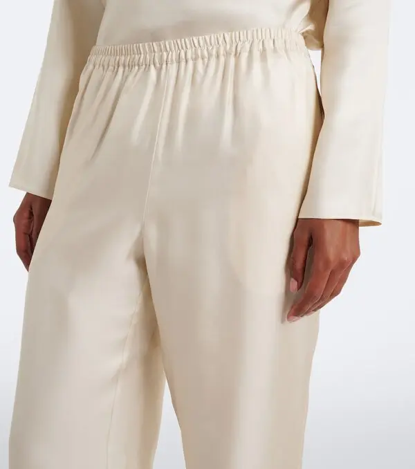 Loulou De Saison Alera Silk Twill Wide-leg Pants - Beige