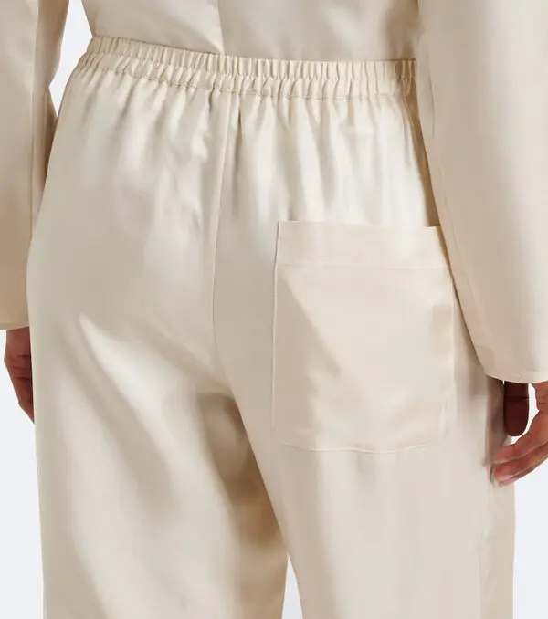 Loulou De Saison Alera Silk Twill Wide-leg Pants - Beige