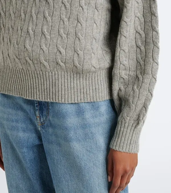 Polo Ralph Lauren Cable-knit Wool And Cashmere Polo Sweater - Grey