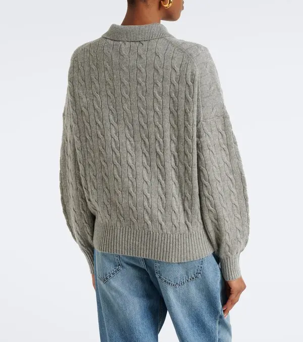 Polo Ralph Lauren Cable-knit Wool And Cashmere Polo Sweater - Grey