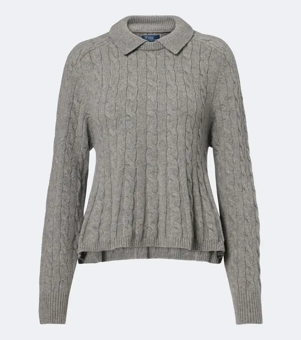 Polo Ralph Lauren Cable-knit Wool And Cashmere Polo Sweater - Grey
