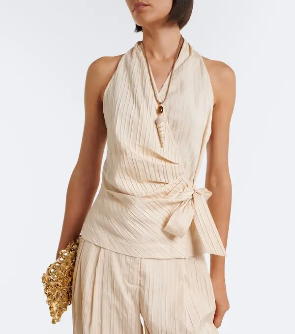 Simkhai Bria Striped Halterneck Top